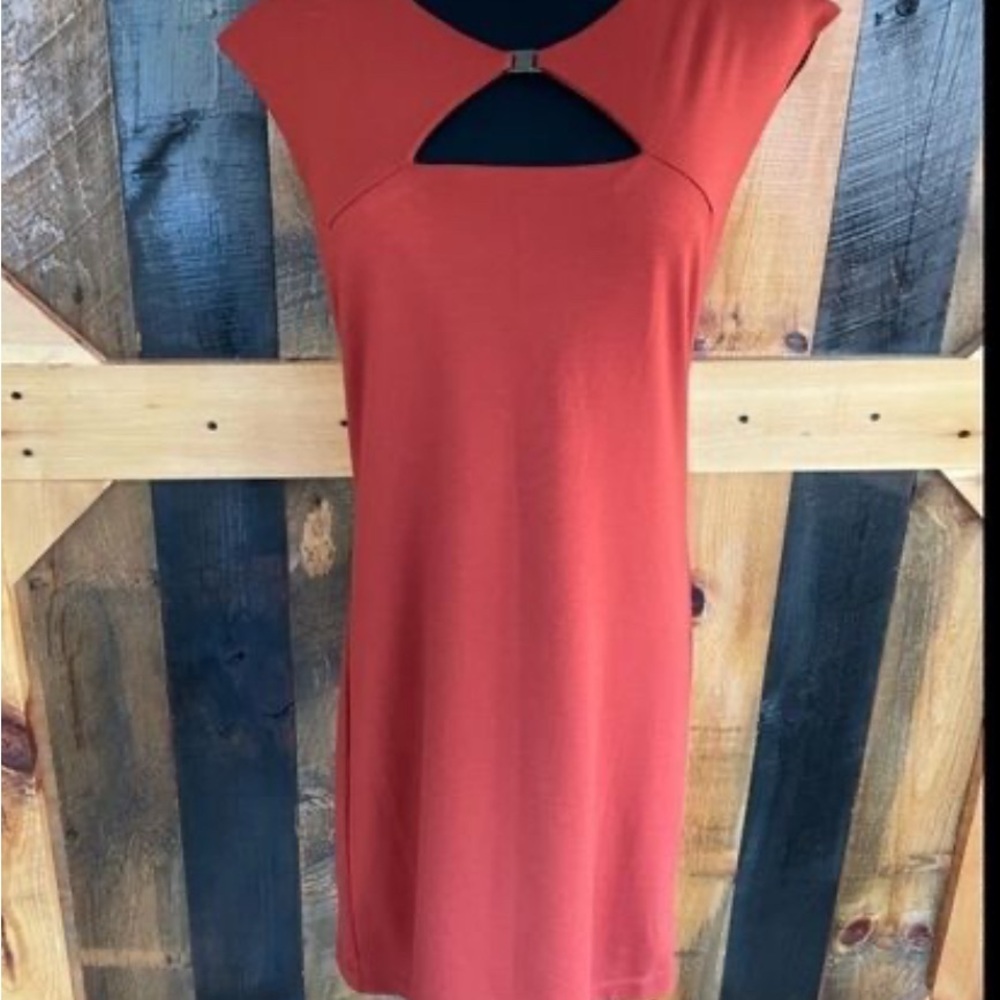 Max Studio Rust Shift Style Dress With Cap Sleeve And… - Gem